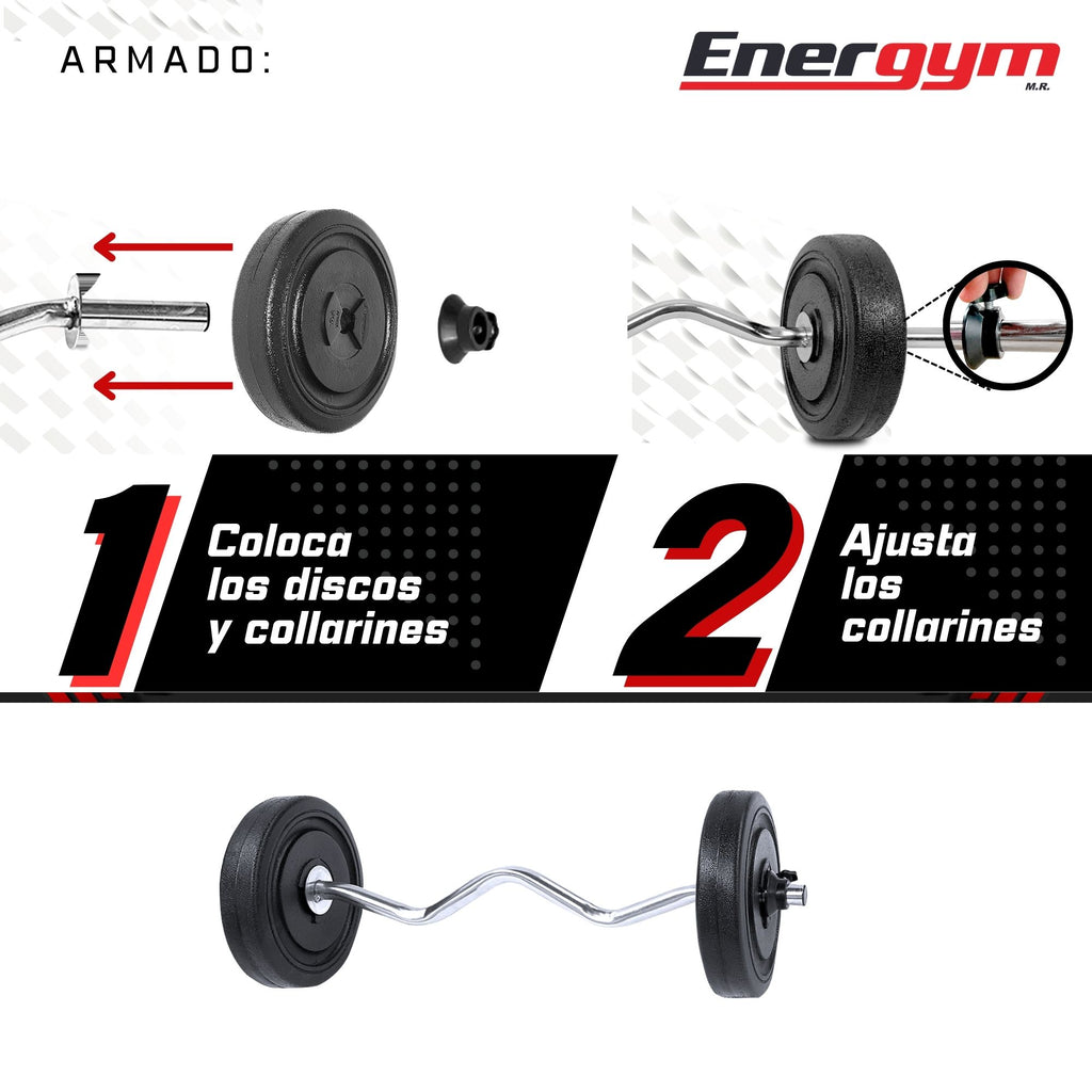 Barra Z Gym 88 cm con Discos (10 Kg) – Energym – Metalicon