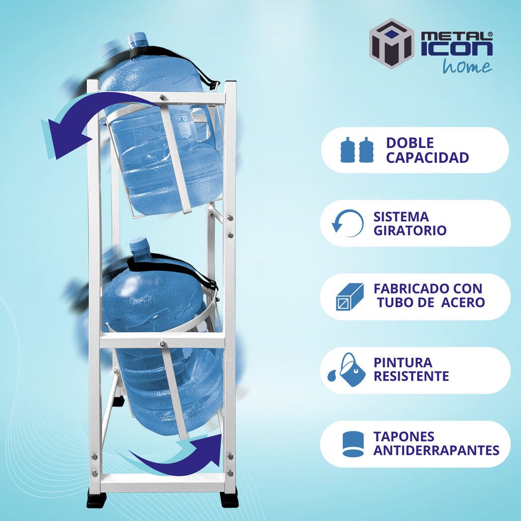 Porta Garrafon Doble, Acero - Metalicon Home